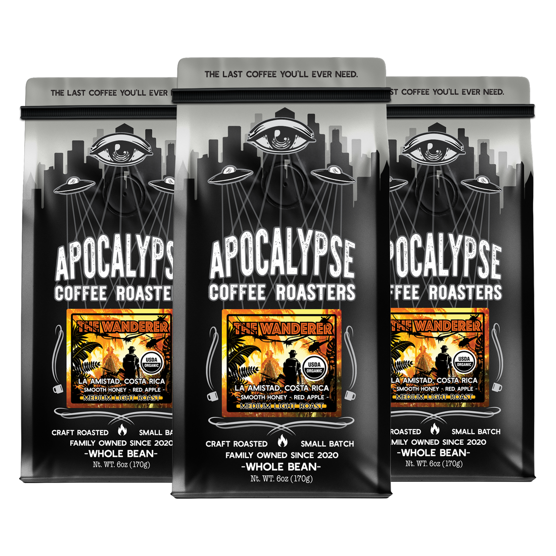 Medium Light Coffee Roast | Organic and Fair Trade | Bundled Coffee | Apocalypse Coffee Roasters